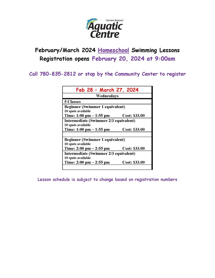 Fairview Community Centre: Pool Schedules, Gym Schedules & More