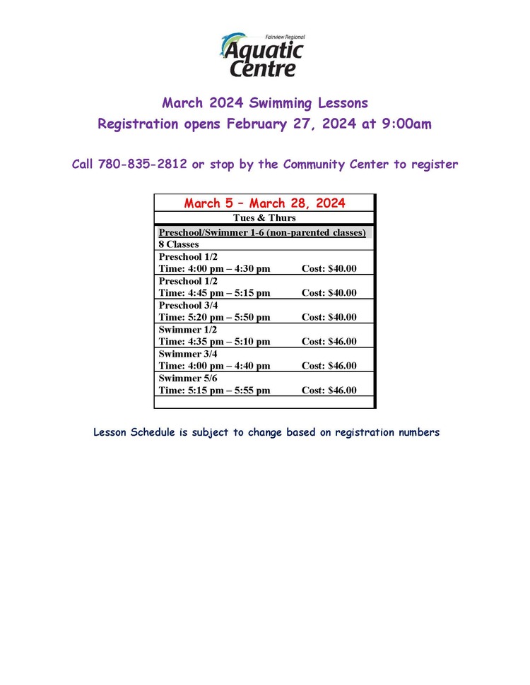 Fairview Community Centre: Pool Schedules, Gym Schedules & More