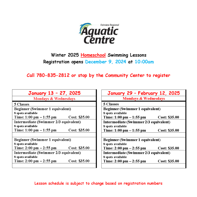 Fairview Community Centre: Pool Schedules, Gym Schedules & More