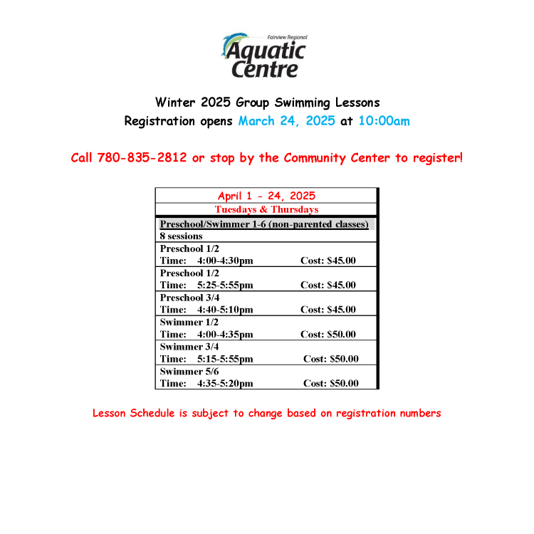 Fairview Community Centre: Pool Schedules, Gym Schedules & More